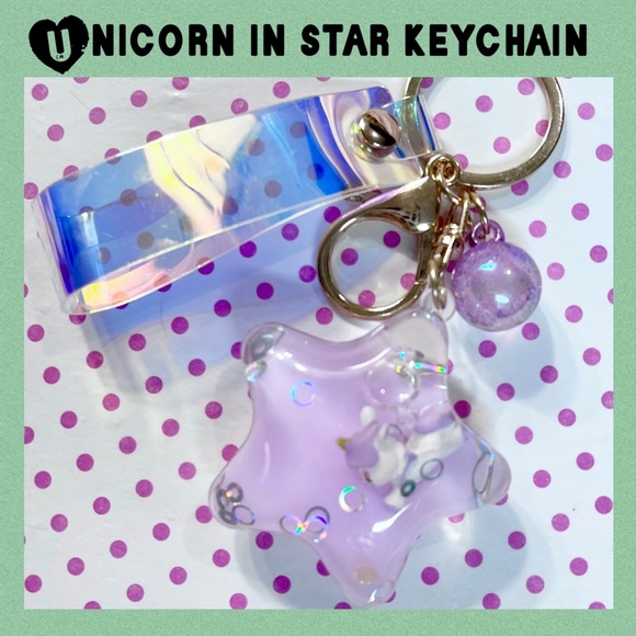 Accessories | Kawaii Liquid Keychain Star W Unicorn Bag Charm | Poshmark